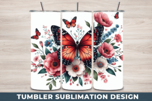 Butterfly Flowers Sublimation Tumbler Graphic by CraftLab Digital ...