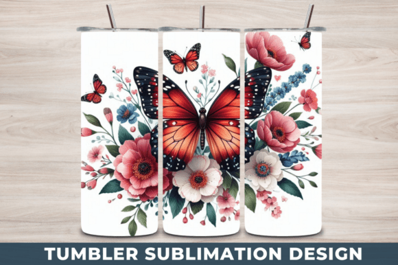 Butterfly Flowers Sublimation Tumbler Graphic by CraftLab Digital ...