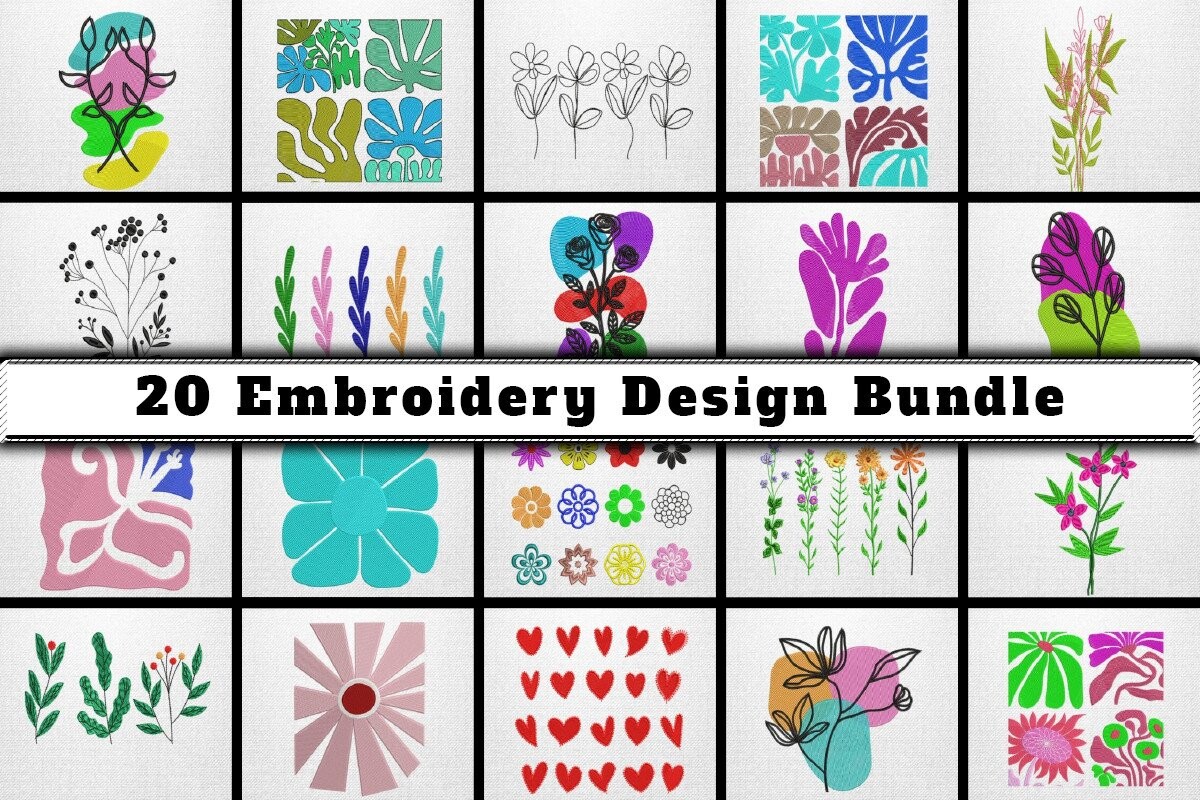 Botanical Floral Embroidery Bundle Bundle · Creative Fabrica