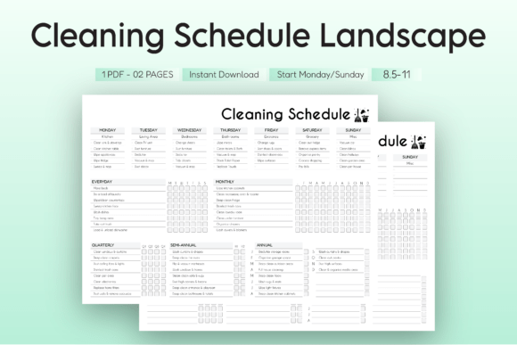 Cleaning Schedule Checklist Landscape Graphic by Mol Tazime · Creative ...