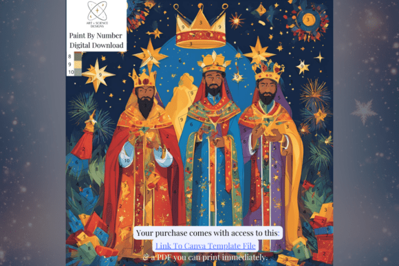 Three Kings Paint Color by Number Graphic by ArtInScienceDesigns ...