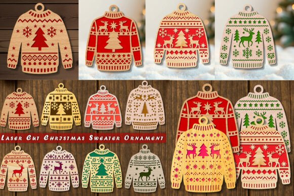 Laser Cut Christmas Sweater Ornaments · Creative Fabrica