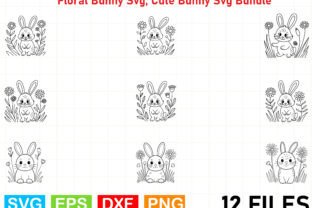Floral Bunny Svg, Cute Bunny Svg Bundle Graphic by Creativity Designer ...