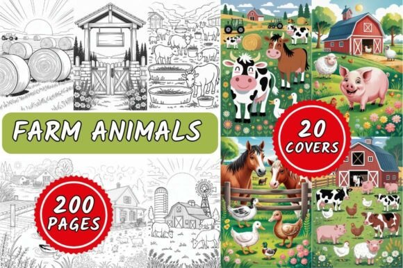 Farm Animals Coloring Pages for Adults Graphic by Artful-Palette ...