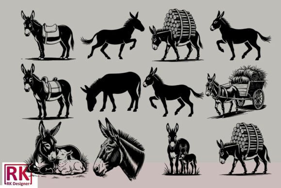 🐴 Donkey Silhouette SVG Bundle Illustration par Rk Designer · Creative ...