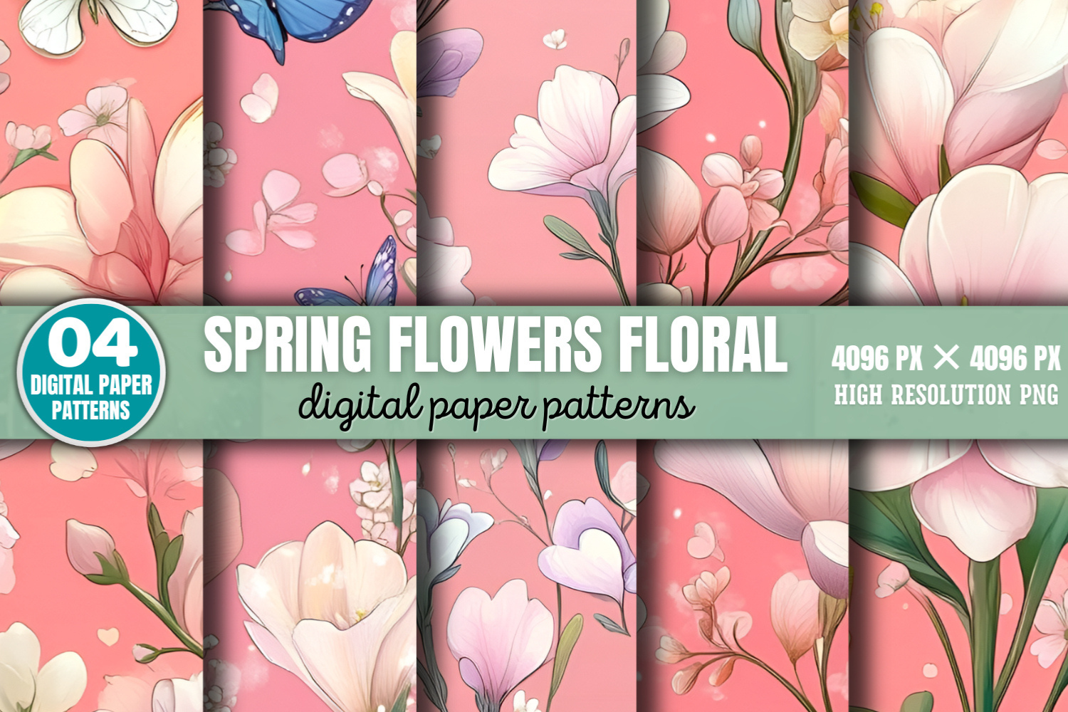 Spring Flowers Floral Digital Pattern 1 Graphic by Styled Stock Mock ...