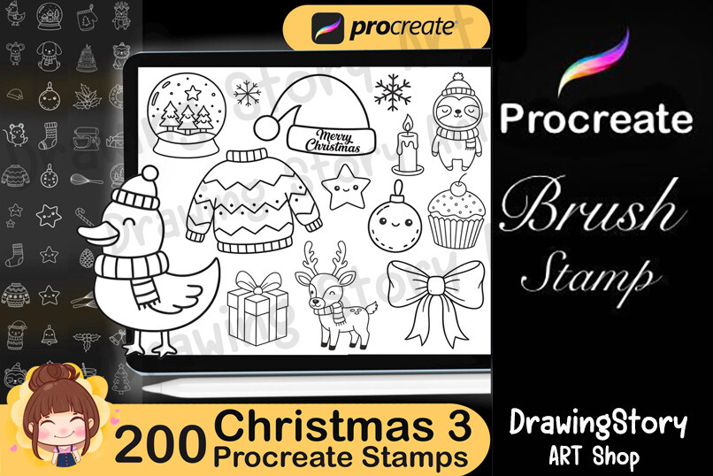 200 Procreate Christmas Stamps Set3 Graphic by DrawingStoryArt ...