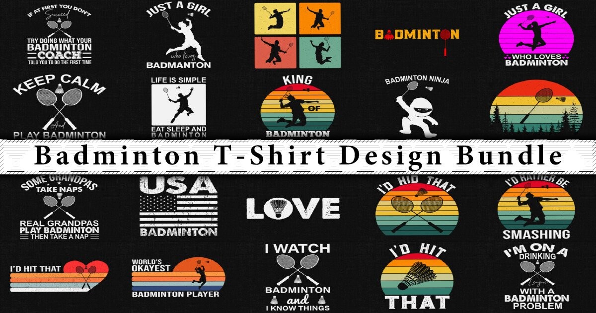 Badminton Retro Sports Design Bundle Bundle · Creative Fabrica