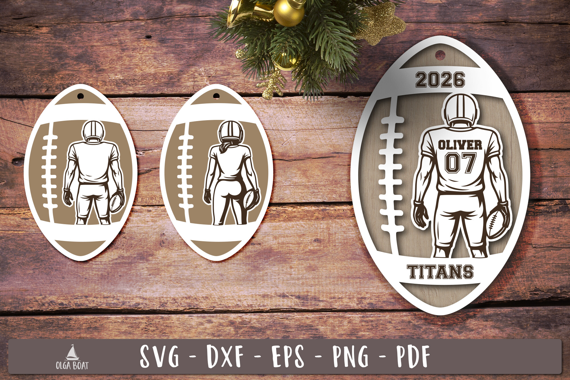 Personalized Football Ornament SVG Graphic by Olga Boat Design ...
