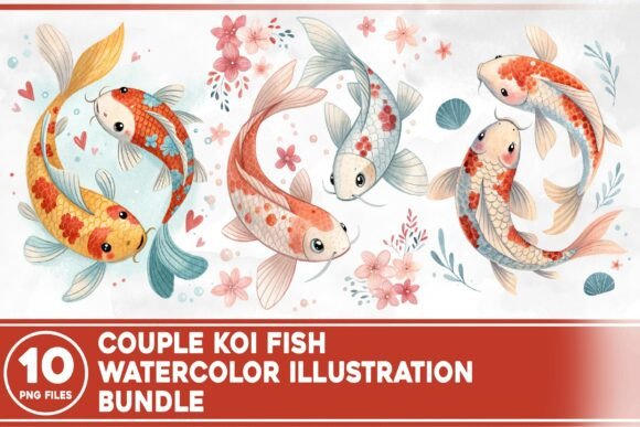 Couple Koi Fish Watercolor Bundle Graphic by Hega Prakosa · Creative ...