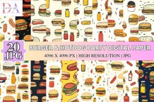 Burger & Hotdog Party Digital Paper Graphic by DIGITAL ART · Creative ...