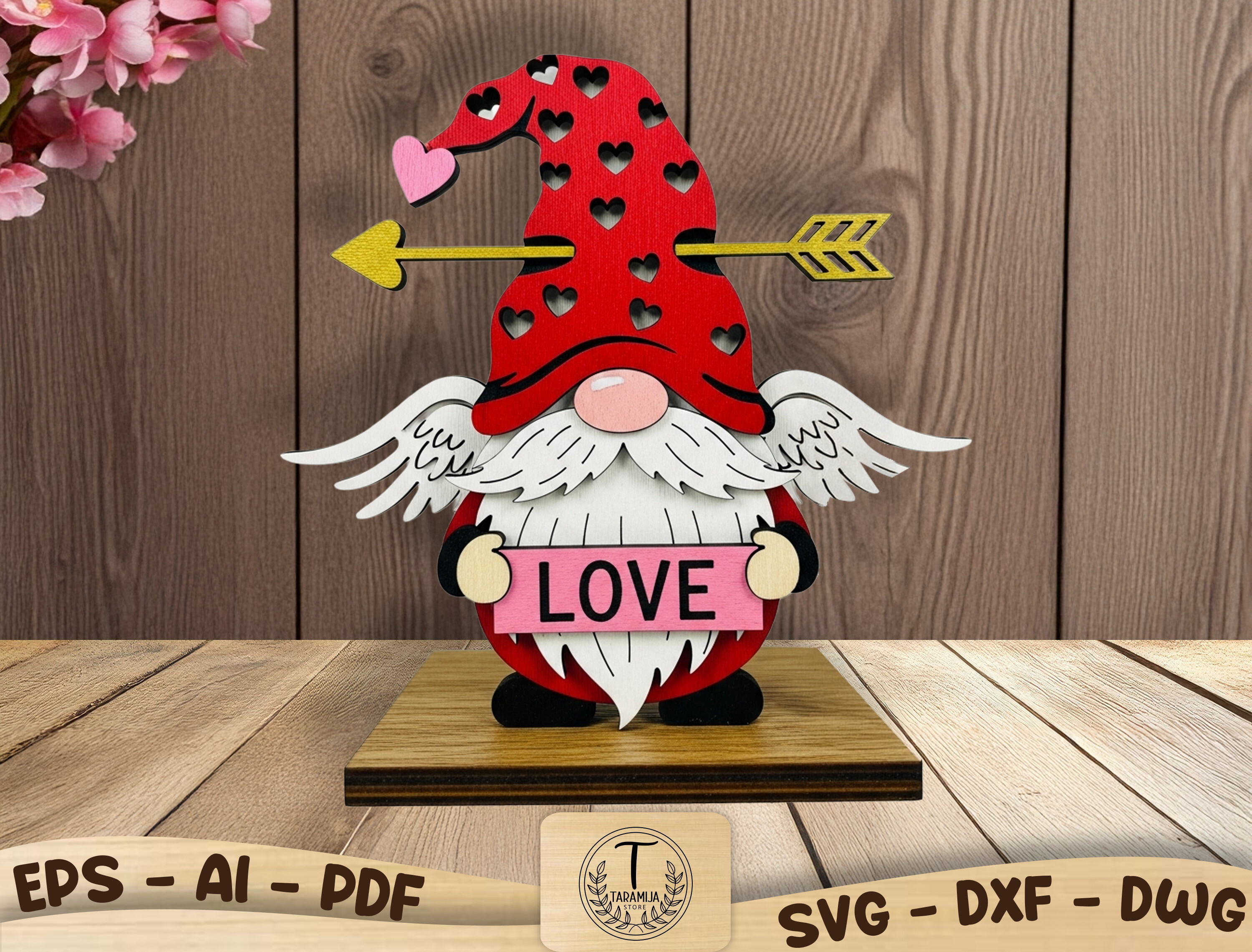 Valentine Gnome 3D Layered Laser Cut SVG · Creative Fabrica