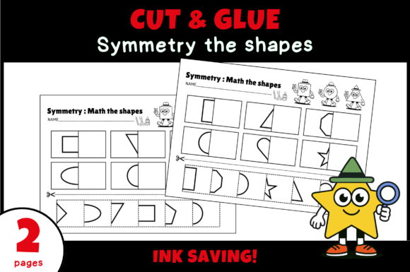 Symmetry the 2D Shapes - Cut & Glue Graphic by SVG Bloom · Creative Fabrica