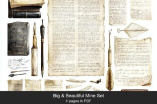 Victorian Quill Ephemera Pages Graphic by Velvet.Sparrow · Creative Fabrica