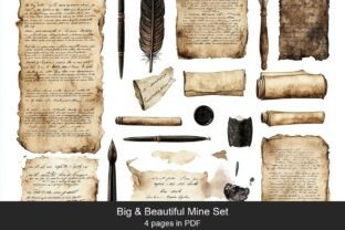 Victorian Quill Ephemera Pages Graphic by Velvet.Sparrow · Creative Fabrica