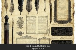 Victorian Quill Ephemera Pages Graphic by Velvet.Sparrow · Creative Fabrica