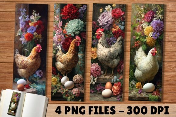 Floral Chicken Hen and Egg Bookmark Png Graphic by COZY_OWL · Creative ...