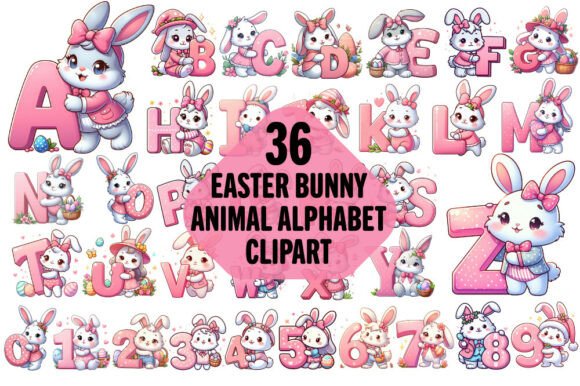 Vintage Easter Rabbit Bunny Watercolor C Graphic by PS Digital Art ...