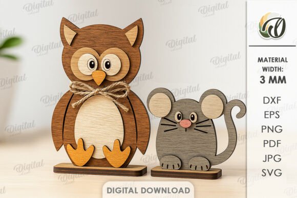 Wooden Animals Figurines Stand Laser Cut · Creative Fabrica