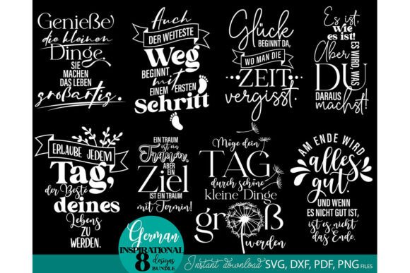 German Inspirational Quotes SVG Bundle Graphic by March Design Studio ...