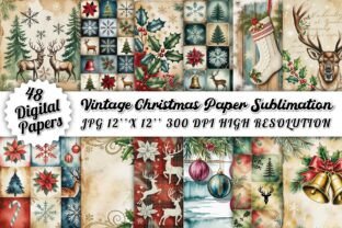 Vintage Christmas Paper Sublimation Graphic by FuN ArT · Creative Fabrica