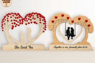 Heart Tree Couple Laser Cut Wood Decor · Creative Fabrica