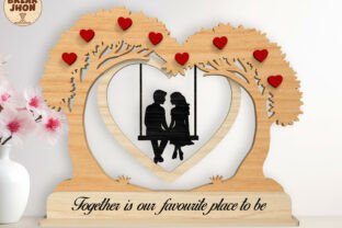 Heart Tree Couple Laser Cut Wood Decor · Creative Fabrica