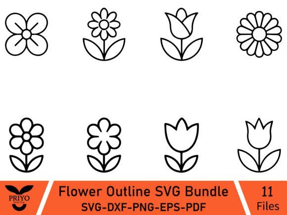 677 Flower Outline Svg Designs & Graphics