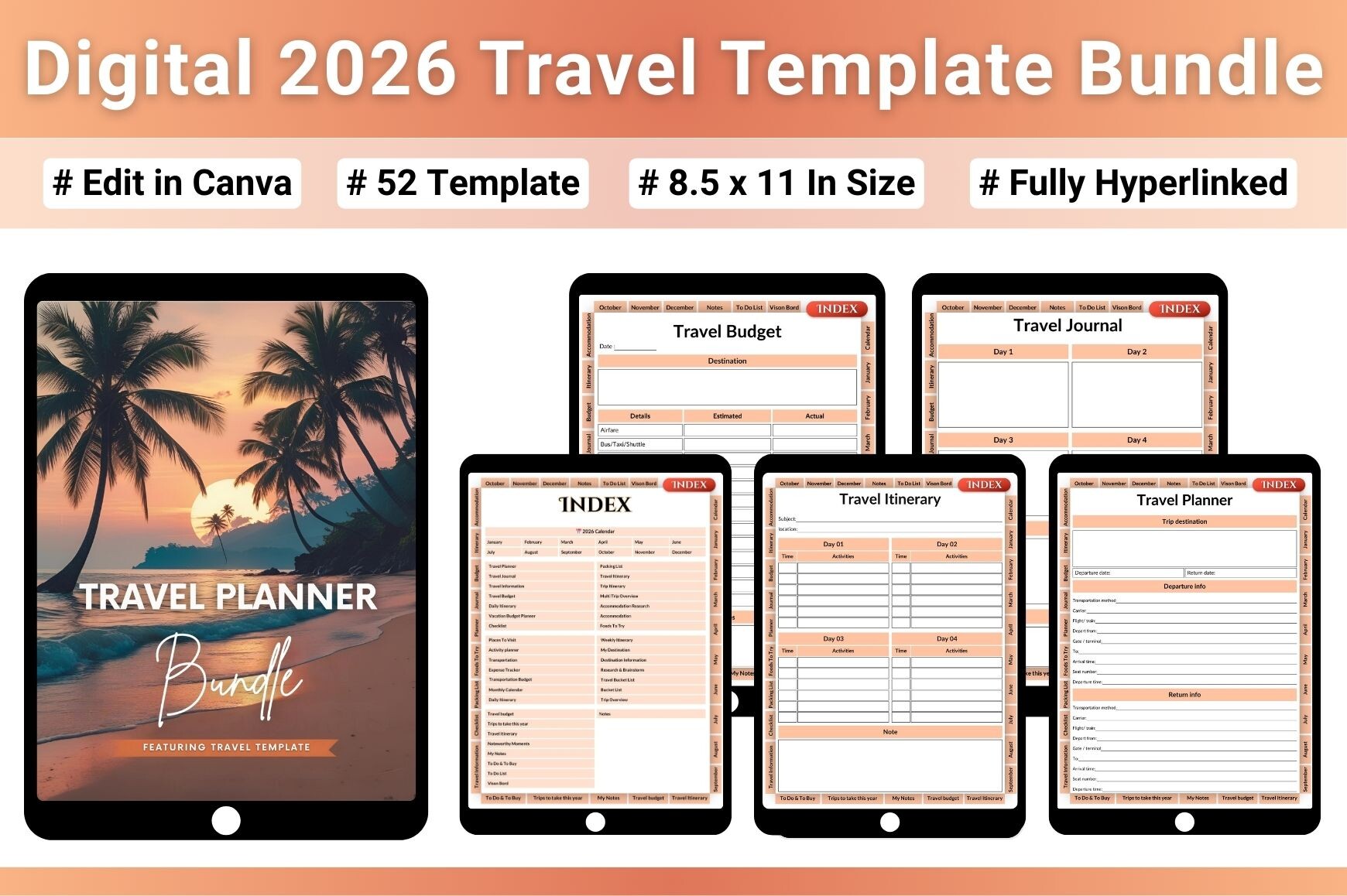 Digital 2026 Travel Template Bundle Graphic by Heartcraft Studio ...