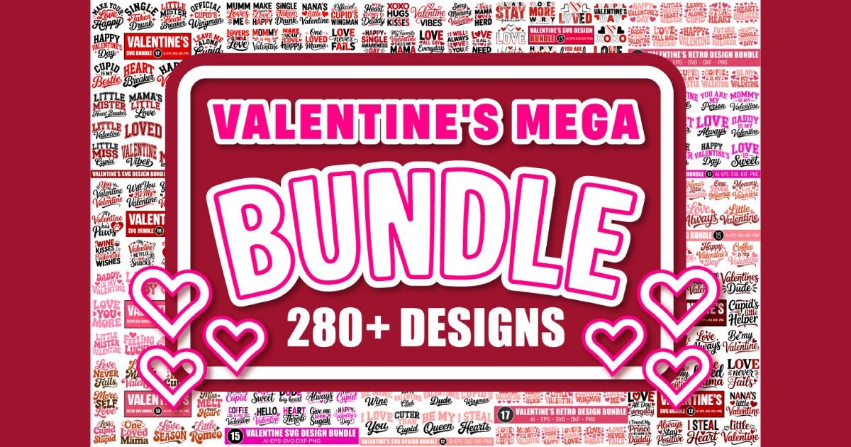 Valentine's SVG Design Mega Bundle Bundle · Creative Fabrica