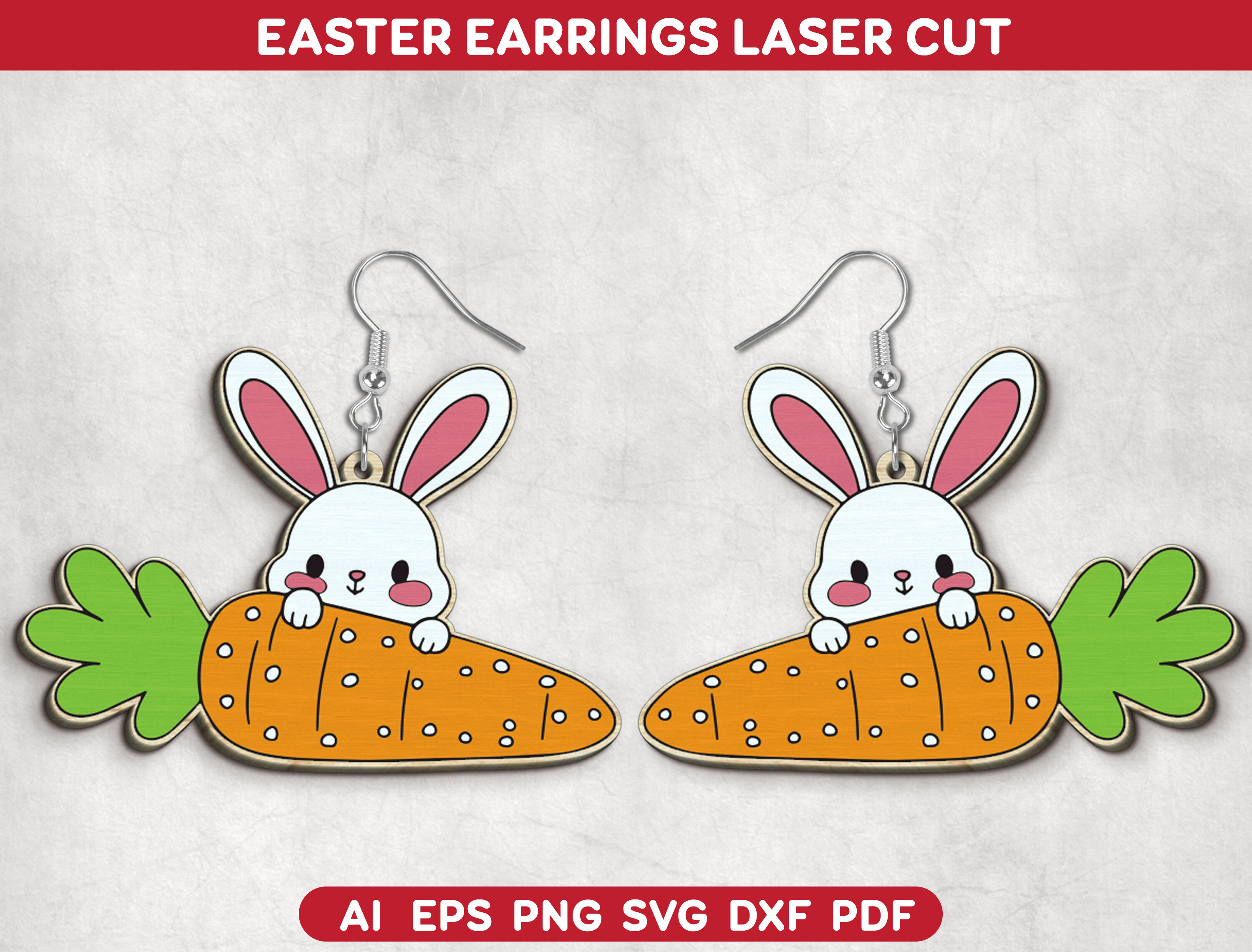 Cute Bunny Holding Carrot Earrings SVG · Creative Fabrica