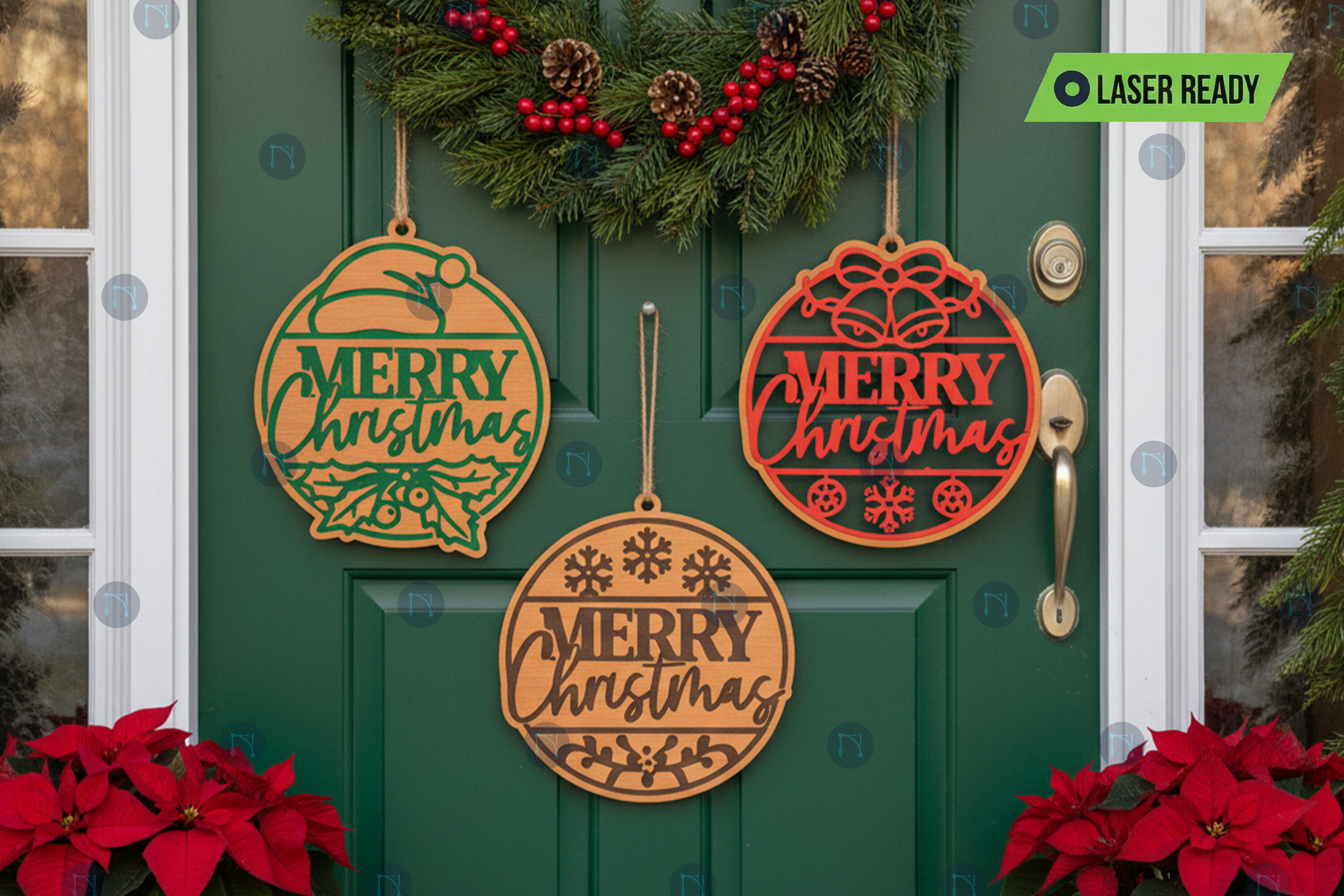 Laser Cut Christmas Door Sign SVG Bundle · Creative Fabrica