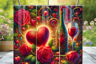 Romantic Wine and Red Rose Tumbler Wrap Graphic by Digital Donkey ...