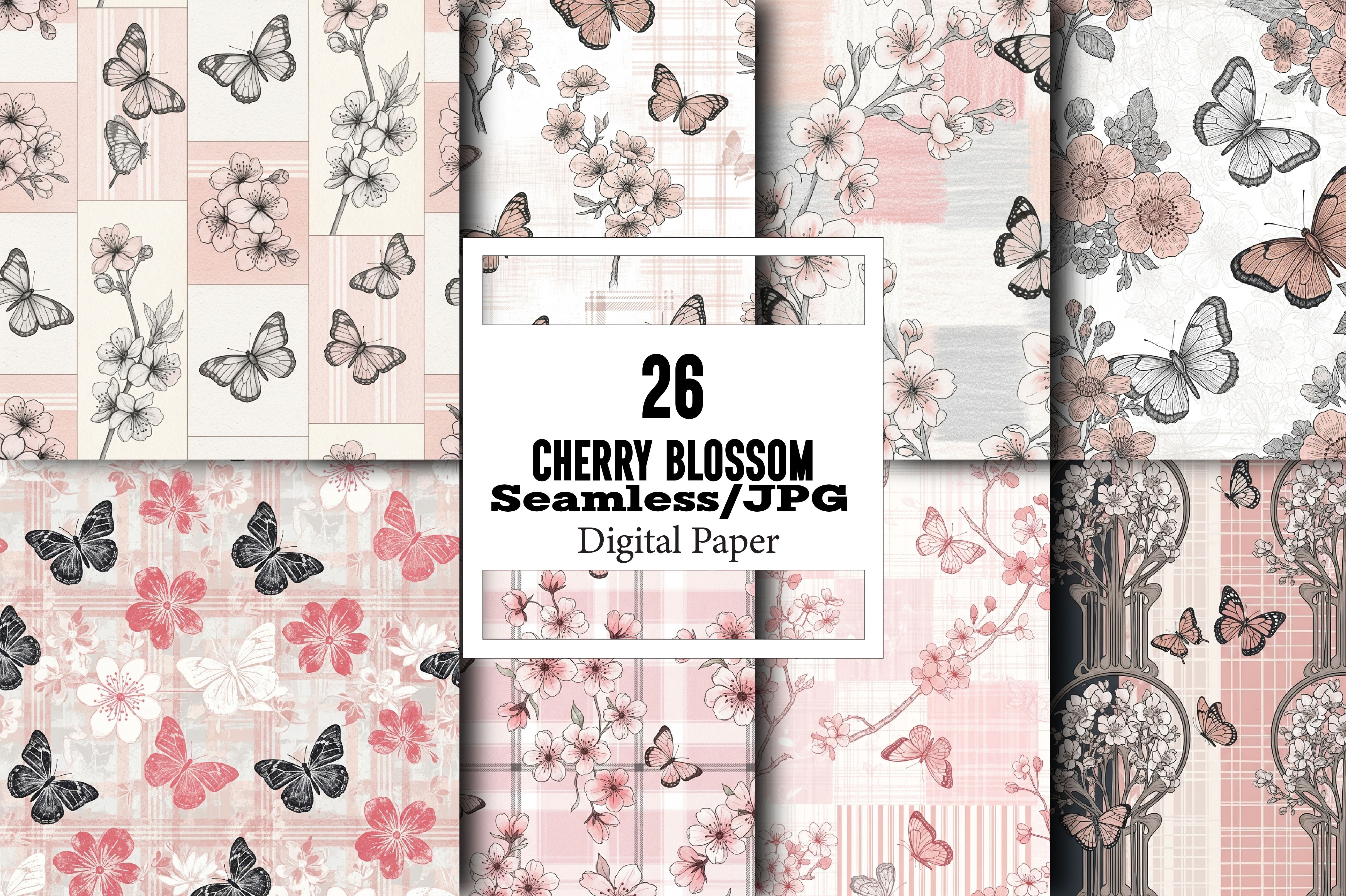 Cherry Blossom Digital Pattern Graphic by Vintage · Creative Fabrica