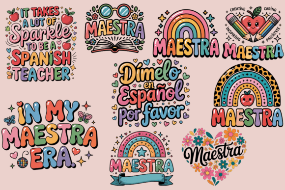 Maestra PNG Clipart Bundle, Spanish Teac Gráfico por ...