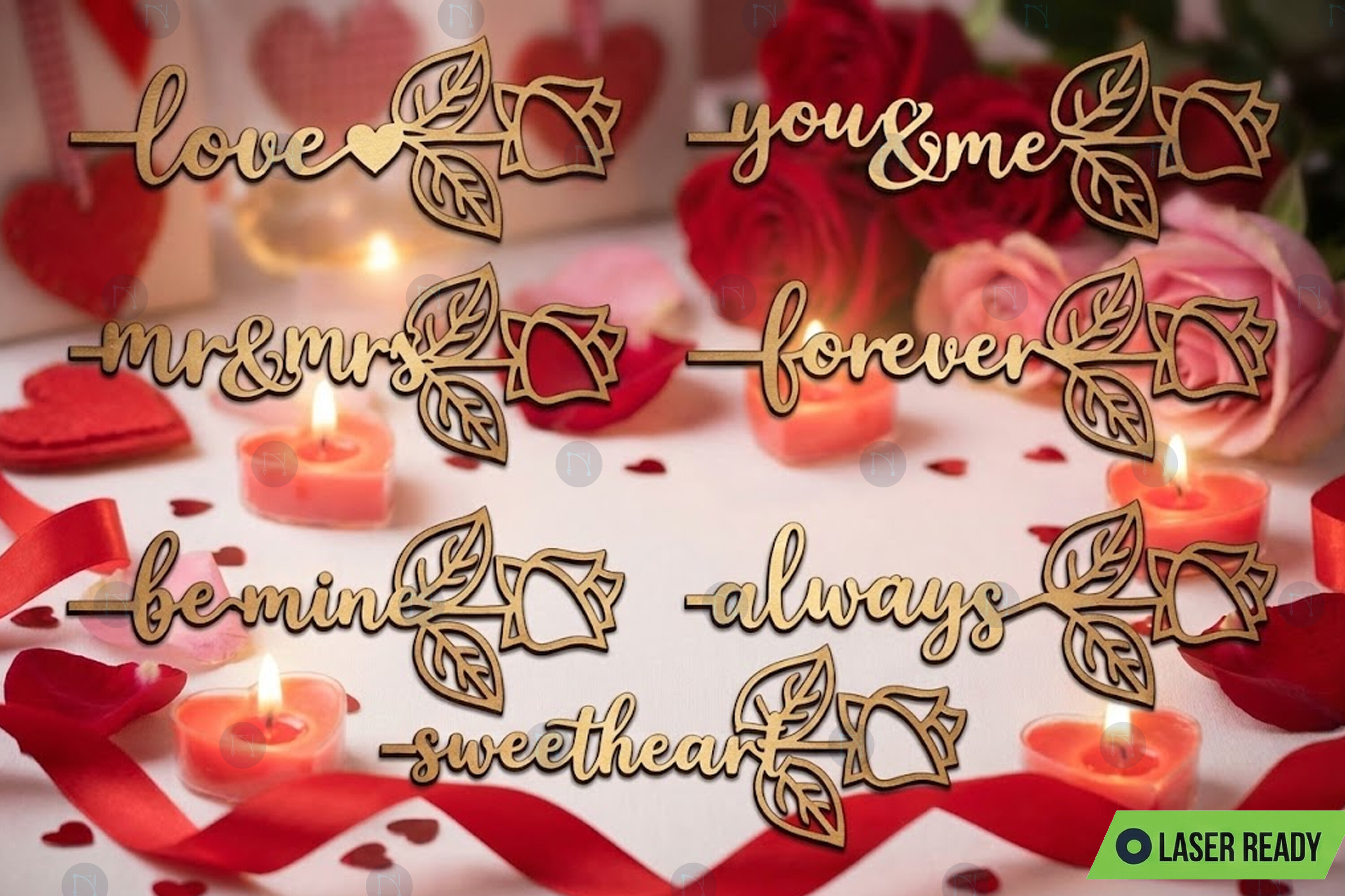Laser Cut Personalized Rose SVG Bundle · Creative Fabrica