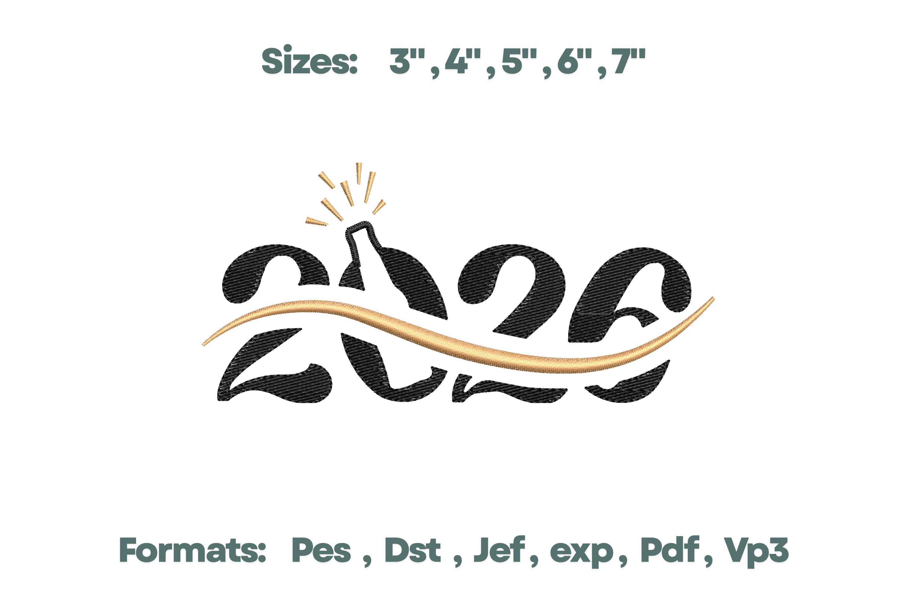 2026 Champagne Pop New Year Art · Creative Fabrica