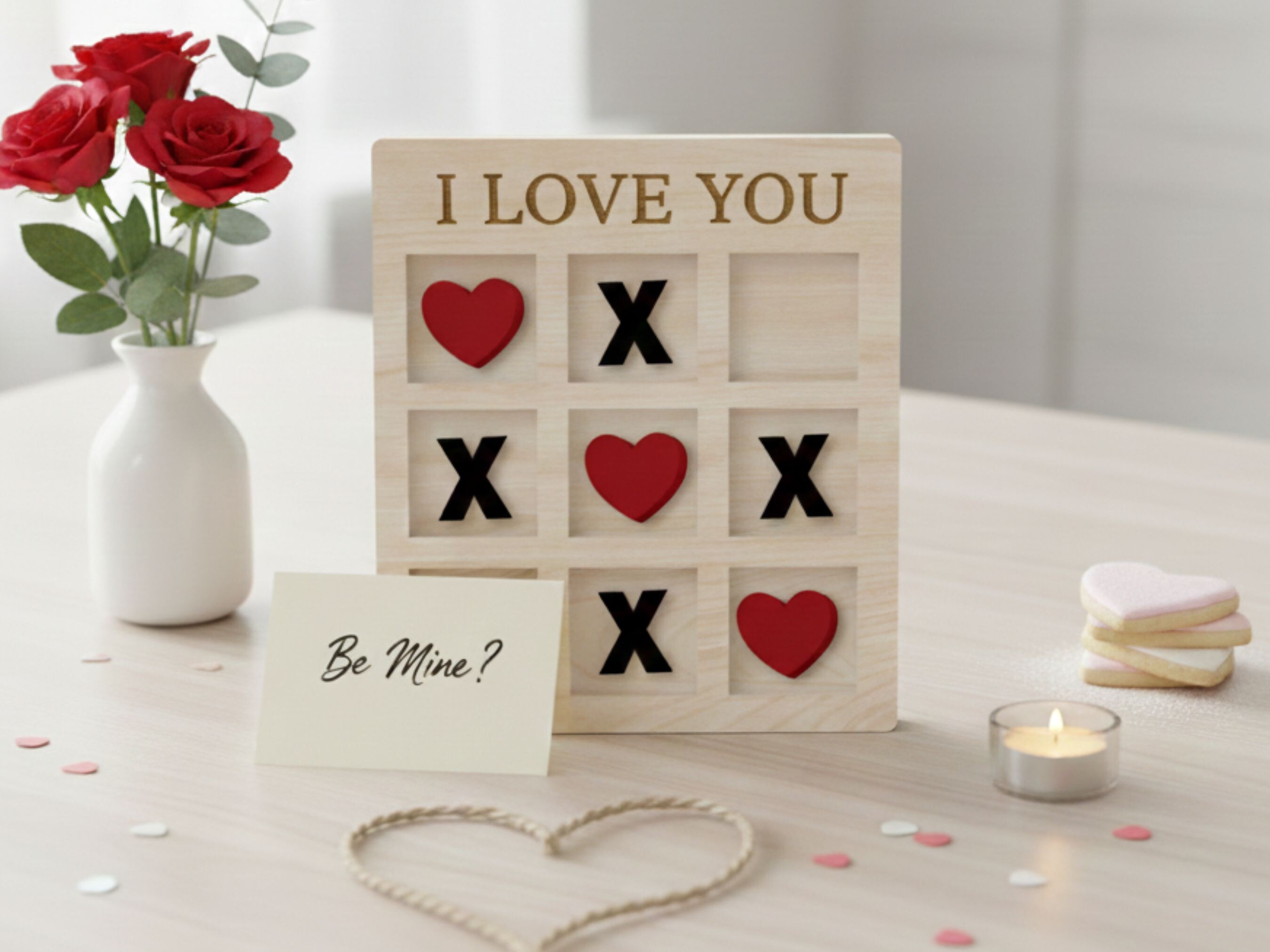 Tic Tac Toe Heart Game Laser Cut File · Creative Fabrica