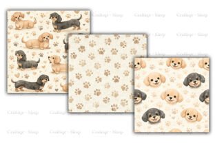 Adorable Puppy & Paw Print Digital Paper Graphic by Craftiqe-shop ...