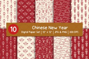 Chinese New Year Digital Paper Set Graphic by draftsndoodles · Creative ...