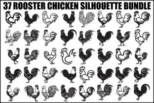 Rooster Chicken Silhouette Bundle Graphic by Designs River · Creative ...
