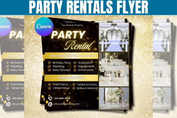 Party Rentals Canva Editable Flyer Graphic by Gfx Shaown · Creative Fabrica