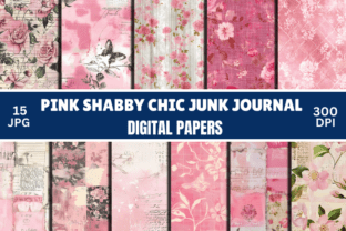 Pink Shabby Chic Junk Journal Background Graphic by Creative River ...
