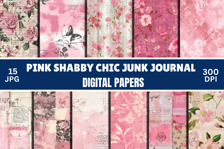 Pink Shabby Chic Junk Journal Background Graphic by Creative River ...