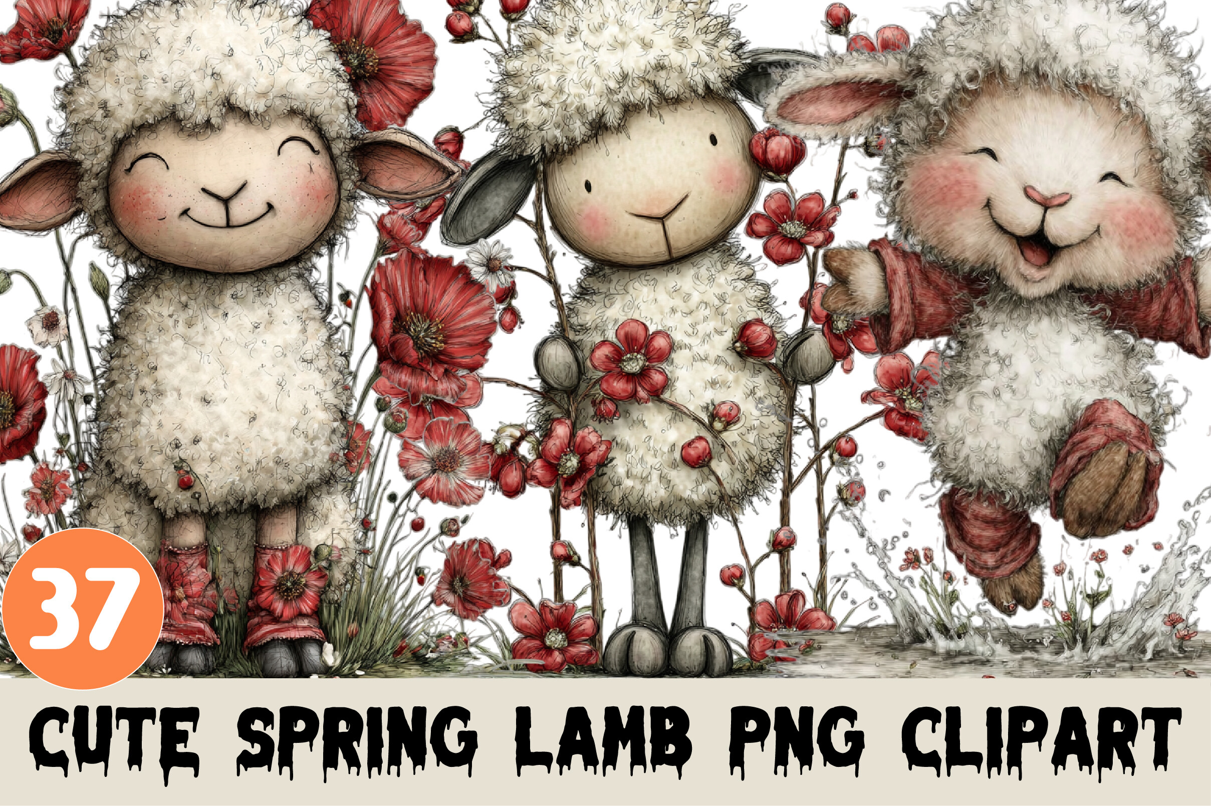 Cute Spring Lamb Clipart. Graphic by CitraGraphics · Creative Fabrica