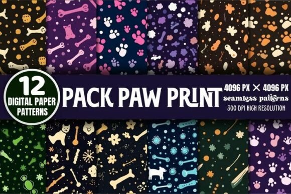 8 Paw Print Printable Paper Designs & Graphics
