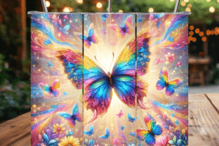 Psychedelic Glowing Butterflies Tumbler Graphic by Honey Prints ...