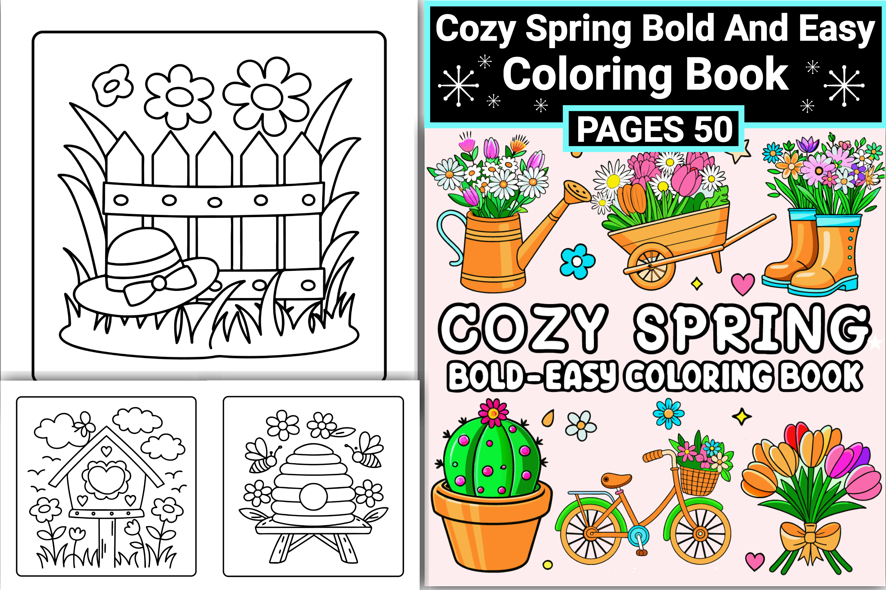 Bold and Easy Spring Coloring Book Graphic by Ikhlas Artistry ...