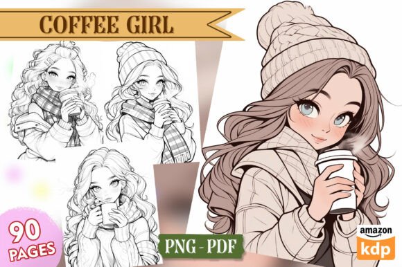 Girl and Dog Coloring Pages, Vol. 02 Graphic by Magic Cat · Creative ...
