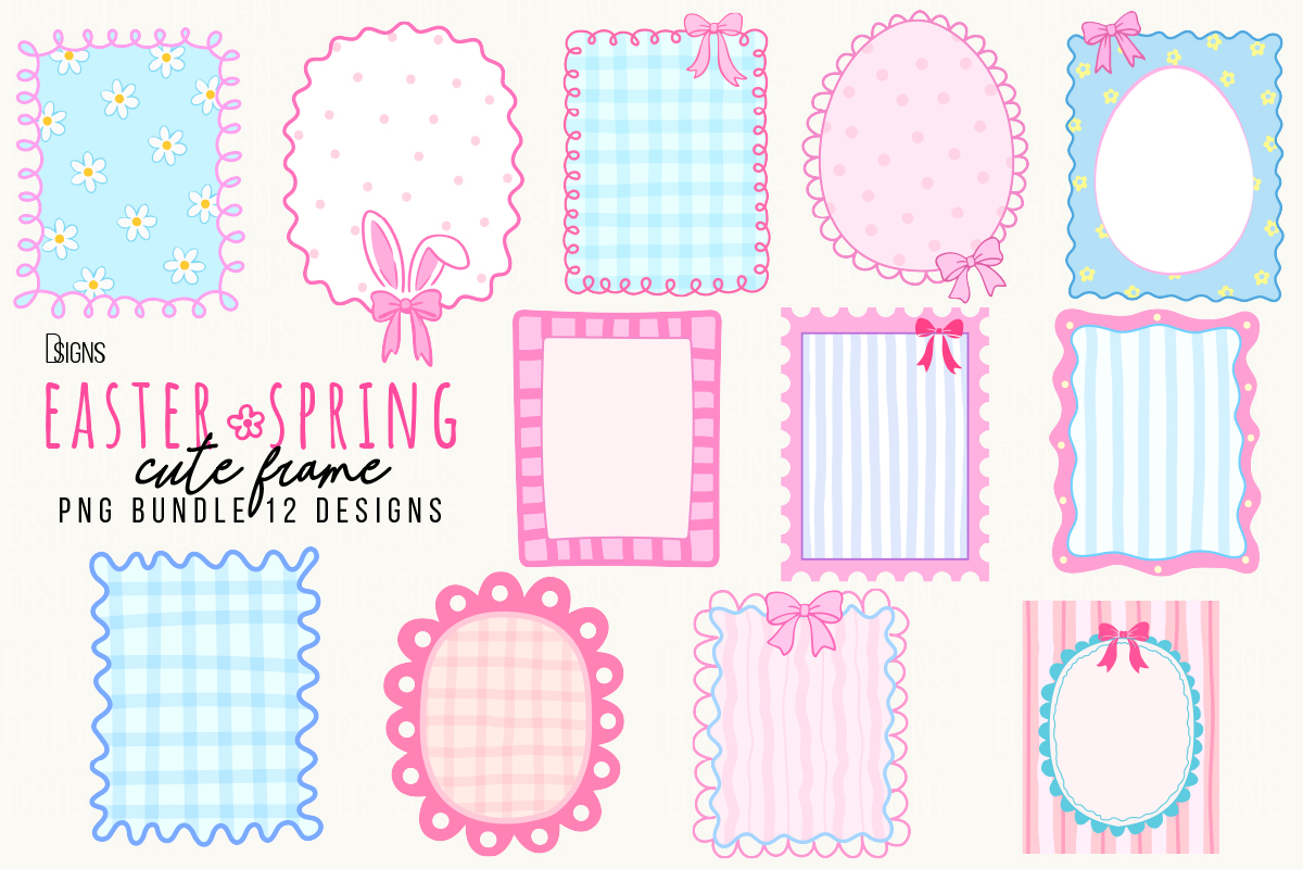 Easter Spring Cute Bow Frame Bundle Png Graphic by DSIGNS · Creative ...
